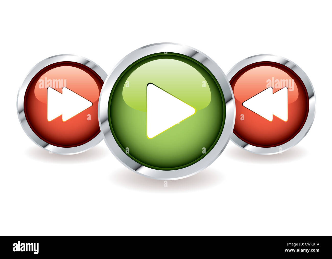 Play and fast forward icon buttons with rewind in red and green Stock ...