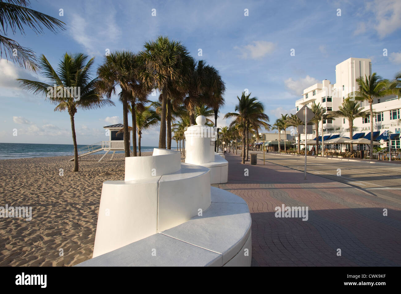 CAFES SOUTH SEABREEZE BOULEVARD BEACH WAVE WALL PROMENADE FORT ...