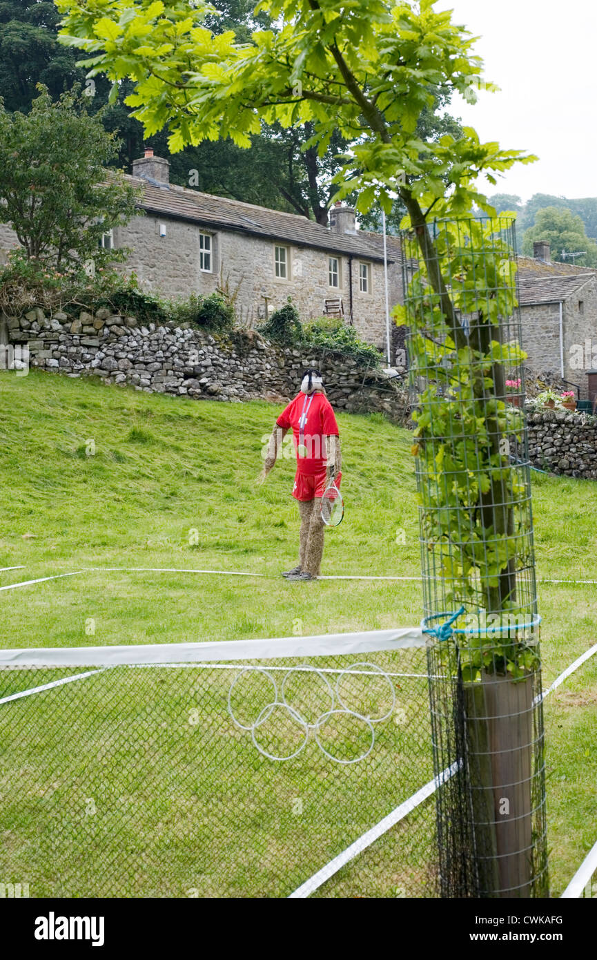 scarecrow at kettlewell festival depicting a tennis player at the ...