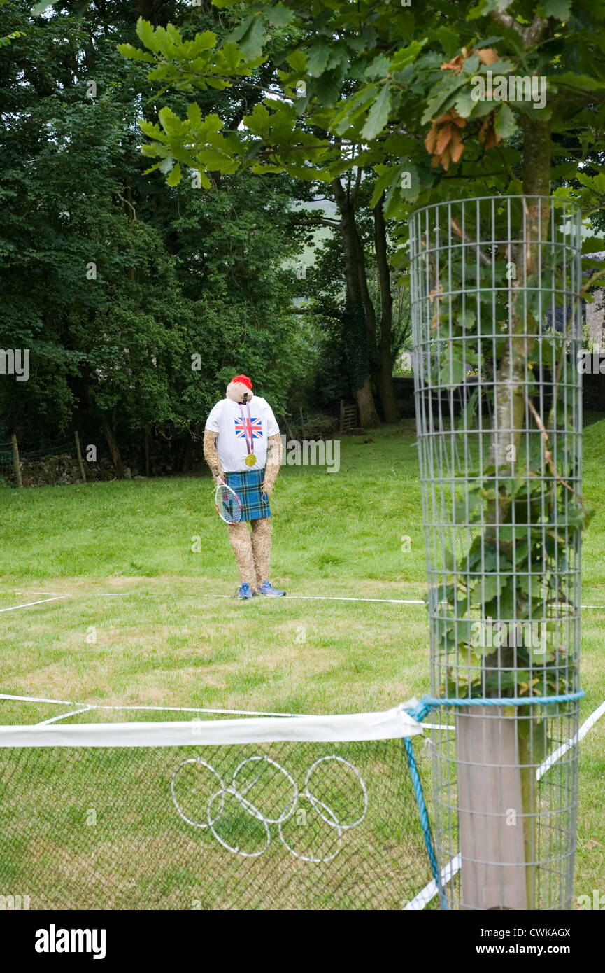 scarecrow at kettlewell festival depicting a tennis player taking part ...
