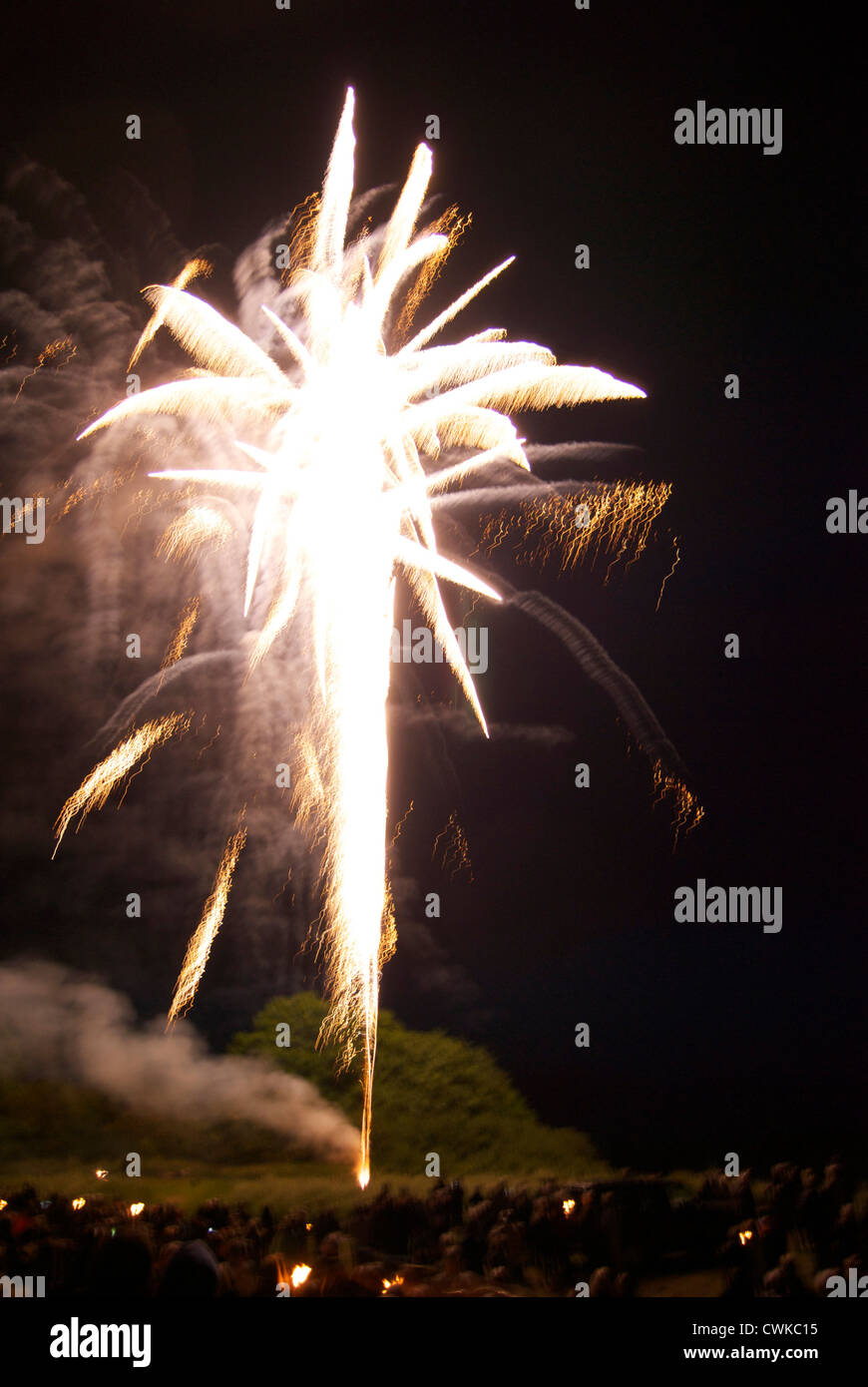 Fire works exploding against dark sky Stock Photo - Alamy