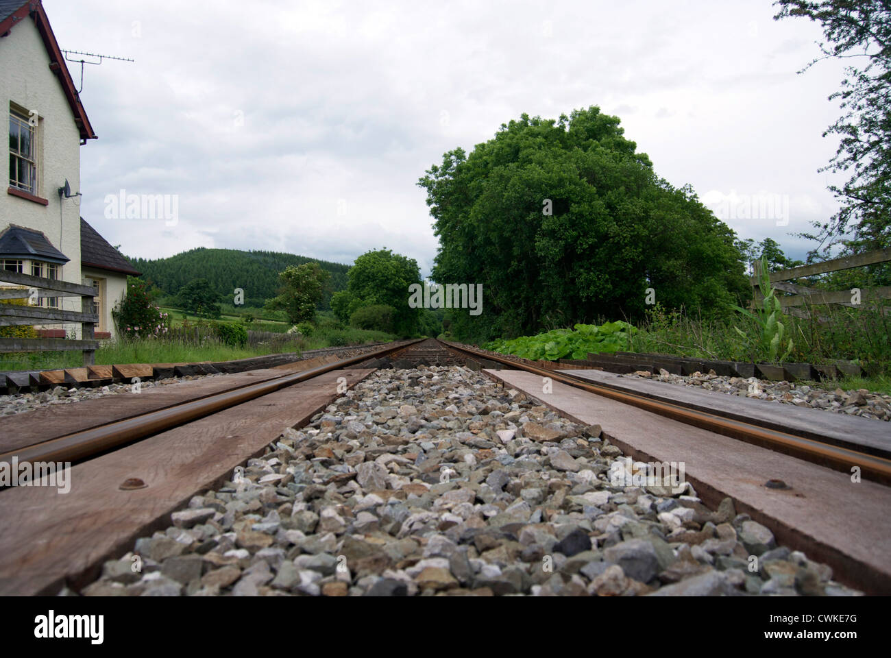 View along a railway line track Stock Photo - Alamy