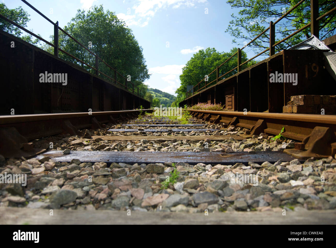 View along a railway line track Stock Photo - Alamy