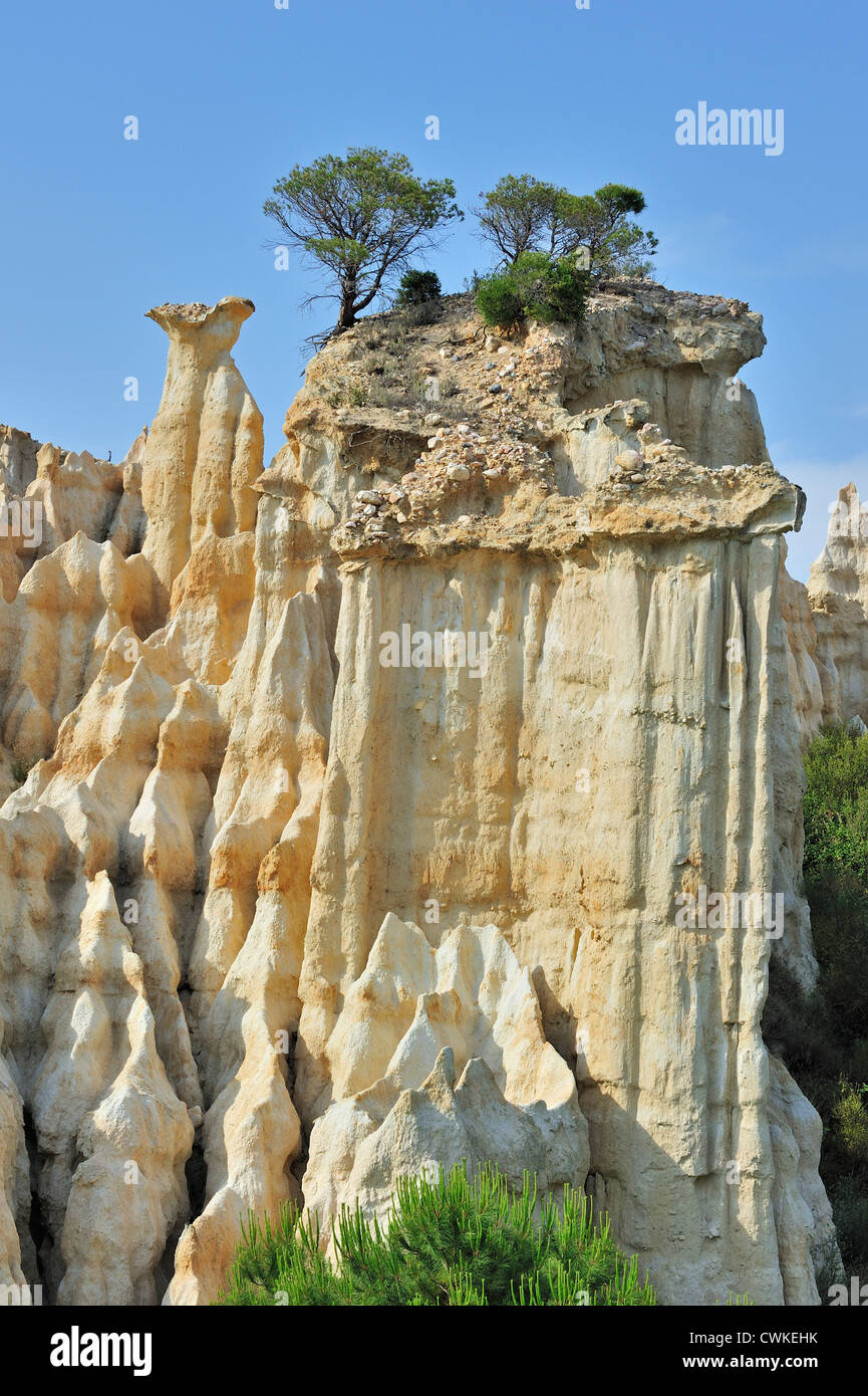 Strange rock formations created by water erosion at the Orgues d'Ille ...