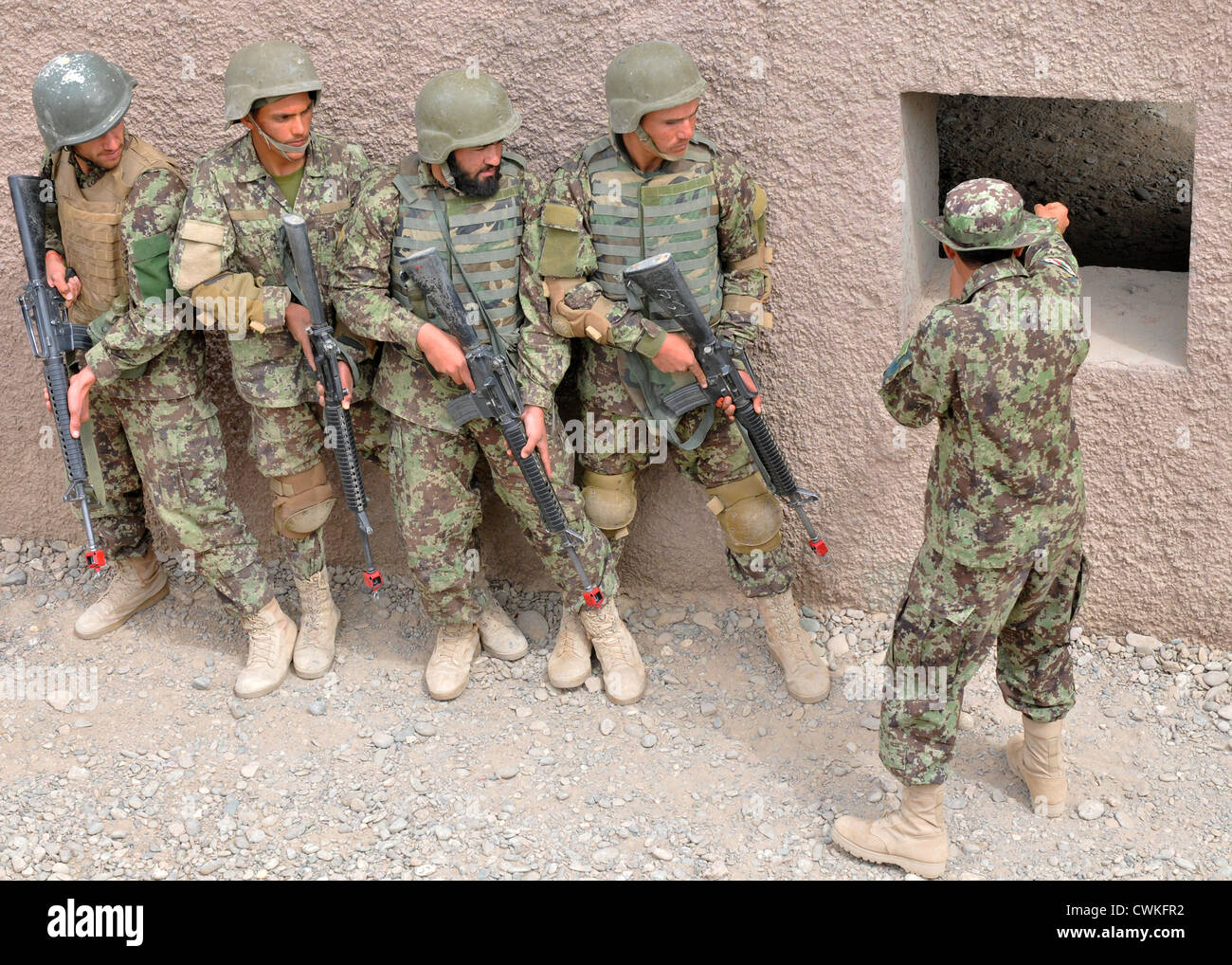 An Afghan National Army team leader course teacher instructs ANA ...