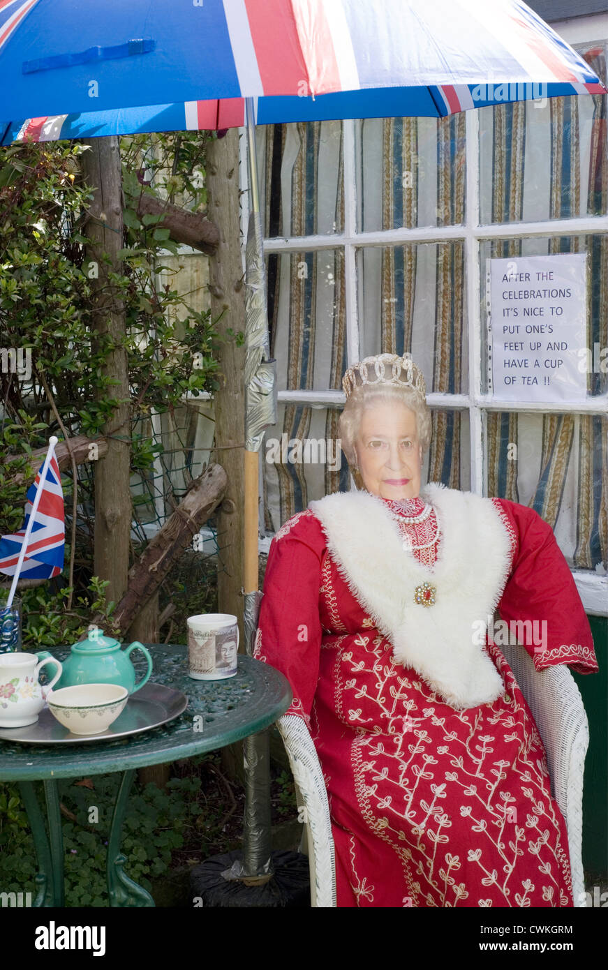 scarecrow at kettlewell festival depicting her majesty the queen having ...