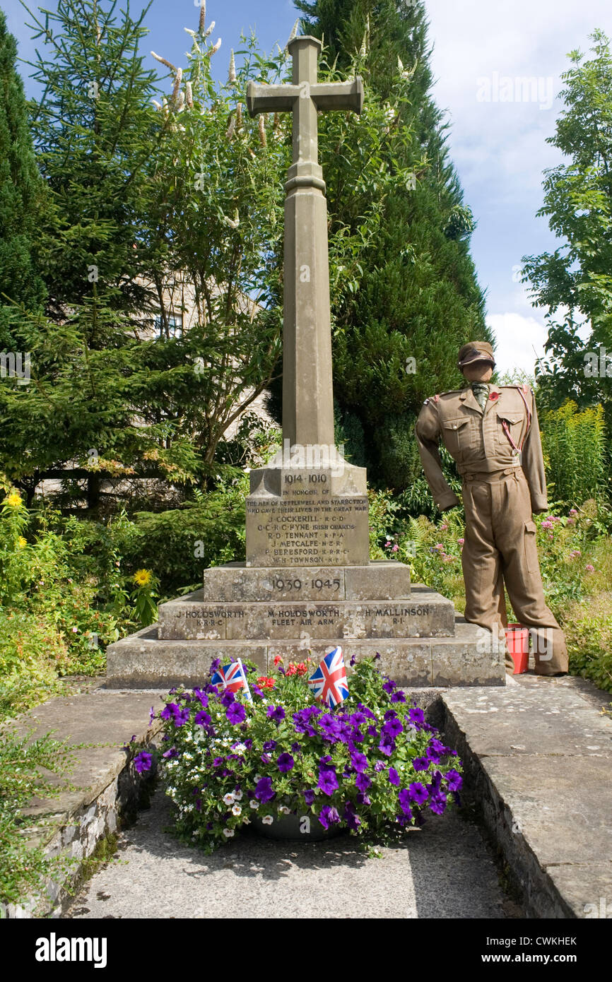scarecrow at kettlewell festival depicting a soldier in uniform next to ...