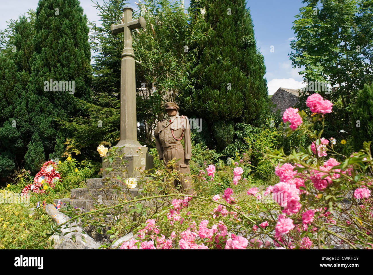 scarecrow at kettlewell festival depicting an old soldier in uniform ...