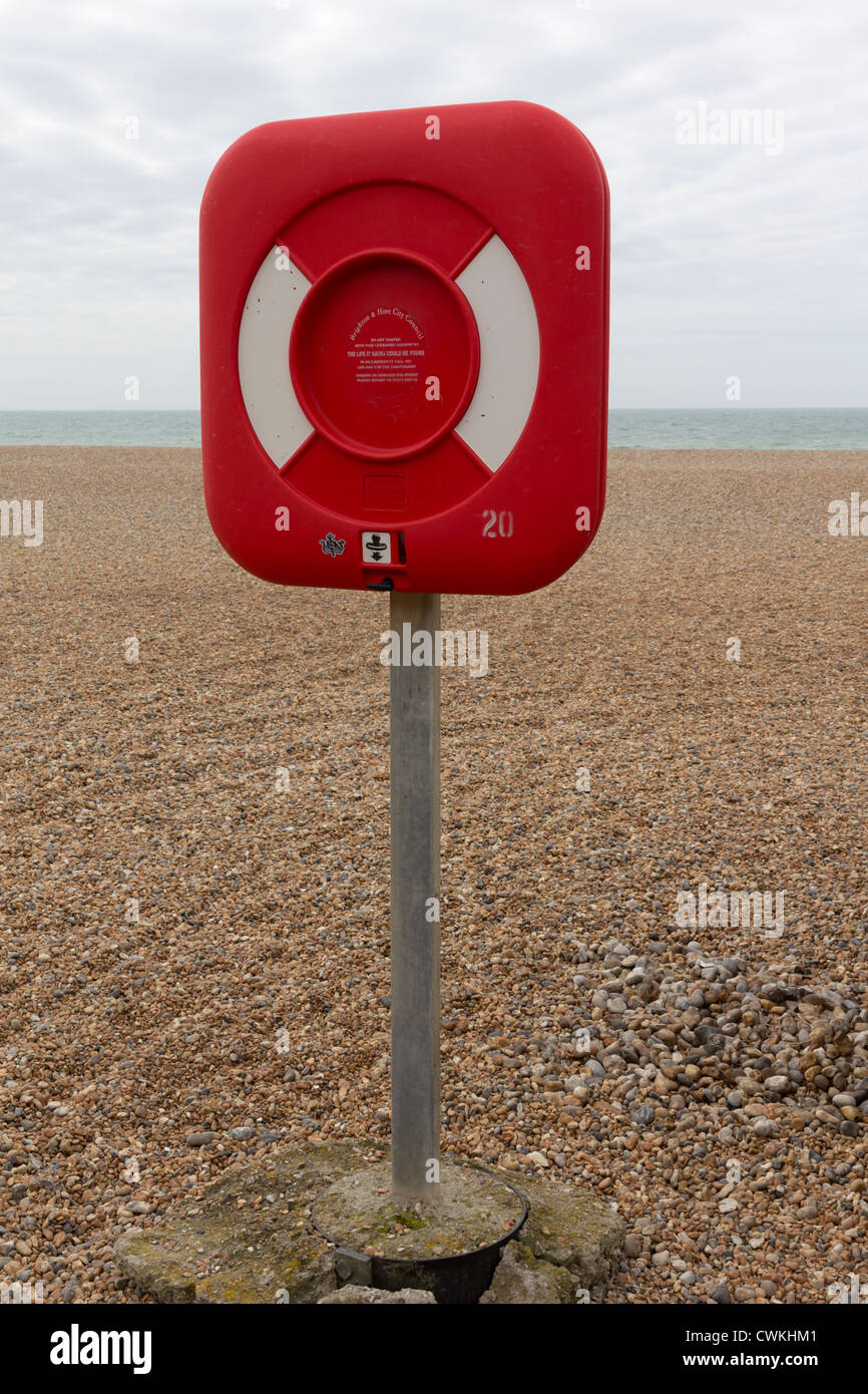 Brighton beach life saving device Stock Photo - Alamy