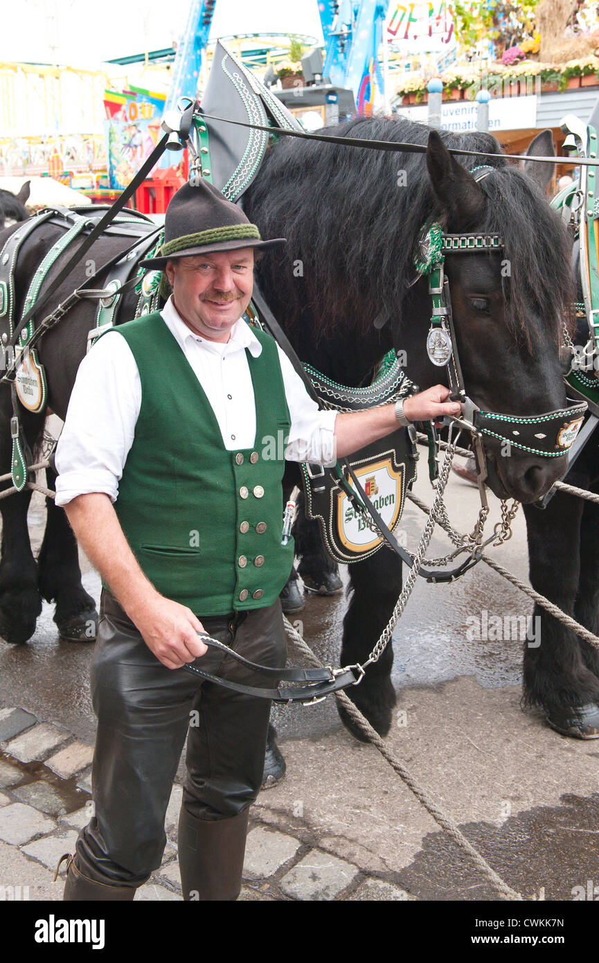 Draft horses at the Stuttgart Beer Festival, Cannstatter Wasen ...