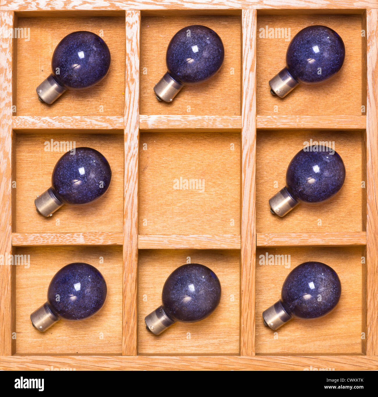 Wooden shadow box with collection of antique photography flash bulbs ...