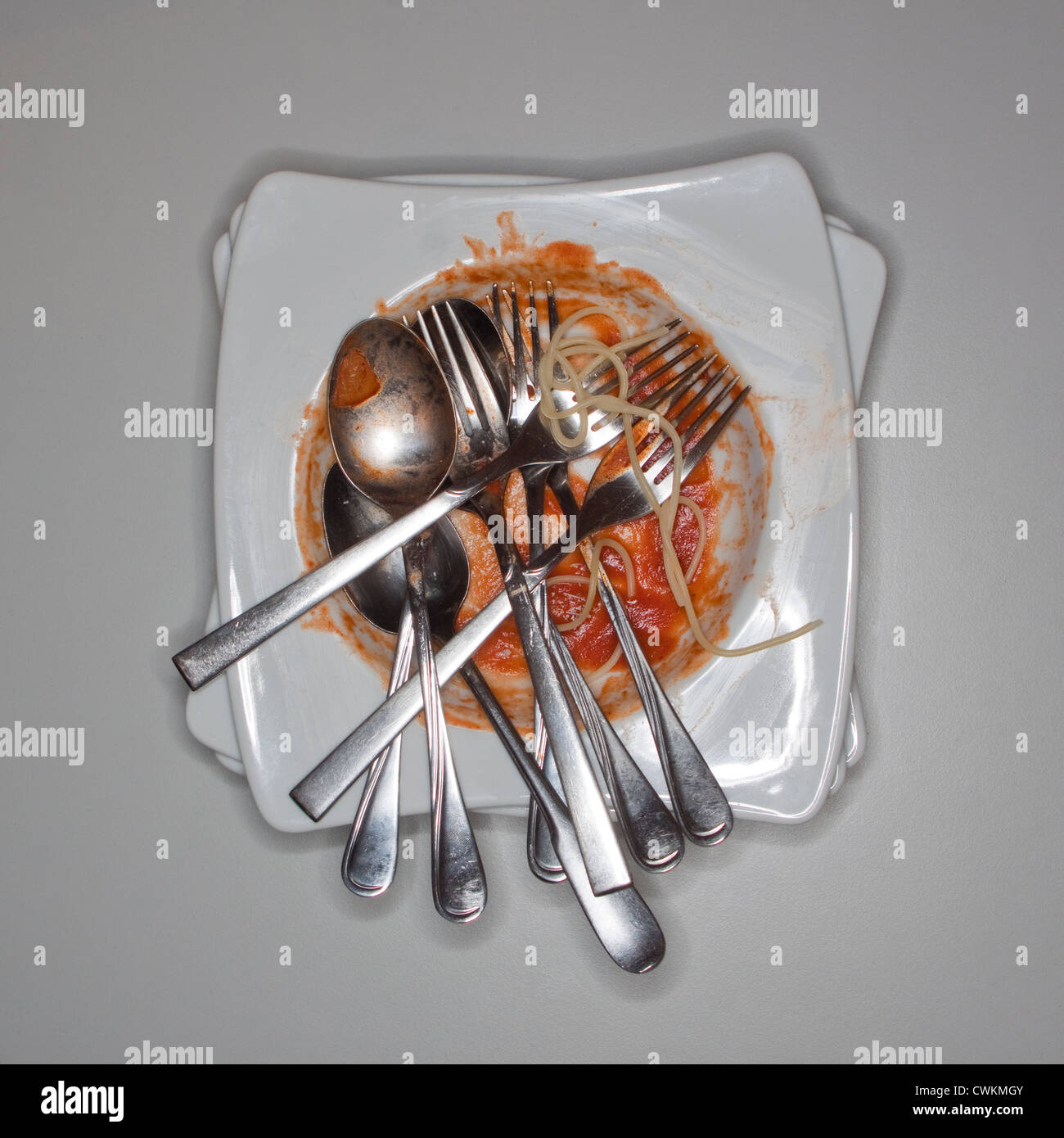 dirty dishes after eating Stock Photo - Alamy