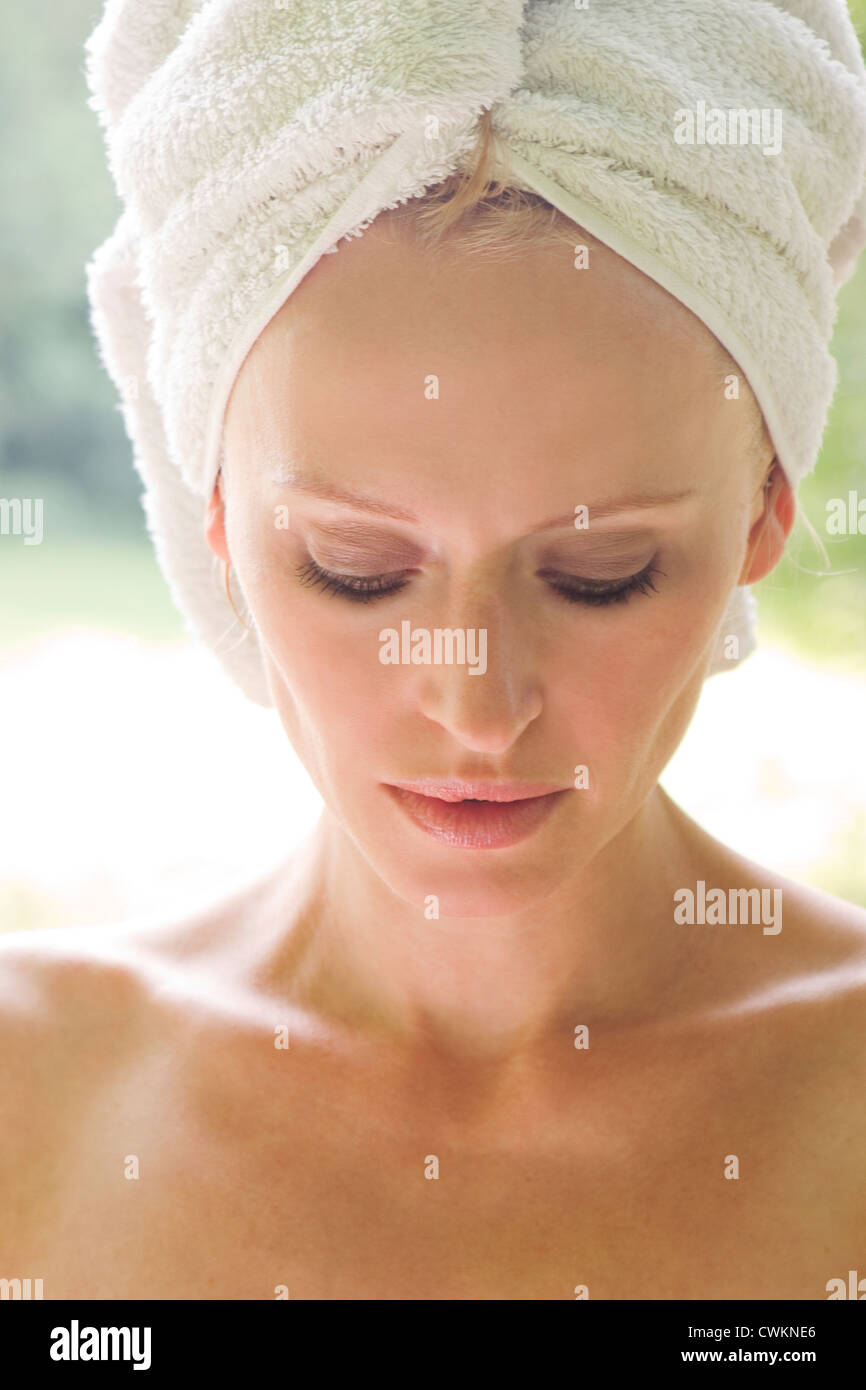 sensual woman with towel Stock Photo - Alamy