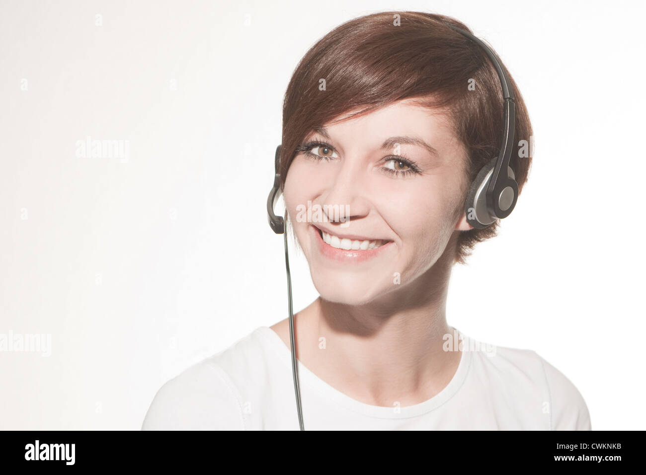 beautiful woman in a call center Stock Photo - Alamy