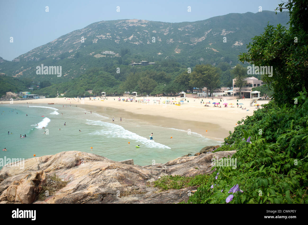 Beach in Shek O , a beachside village located on the south-eastern part ...
