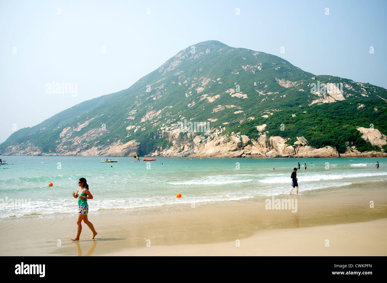 Beach in Shek O , a beachside village located on the south-eastern part ...