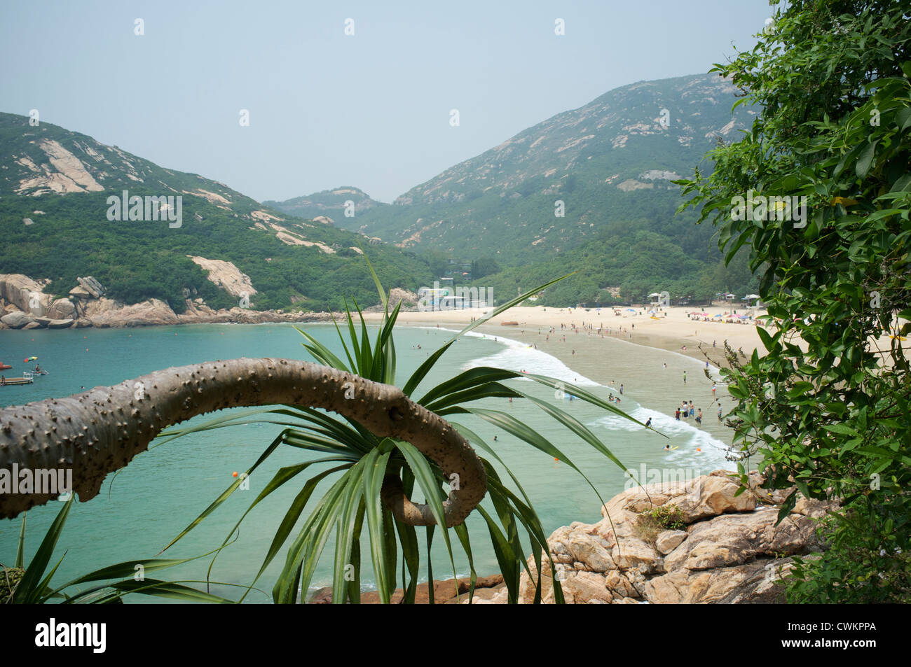 Beach in Shek O , a beachside village located on the south-eastern part ...