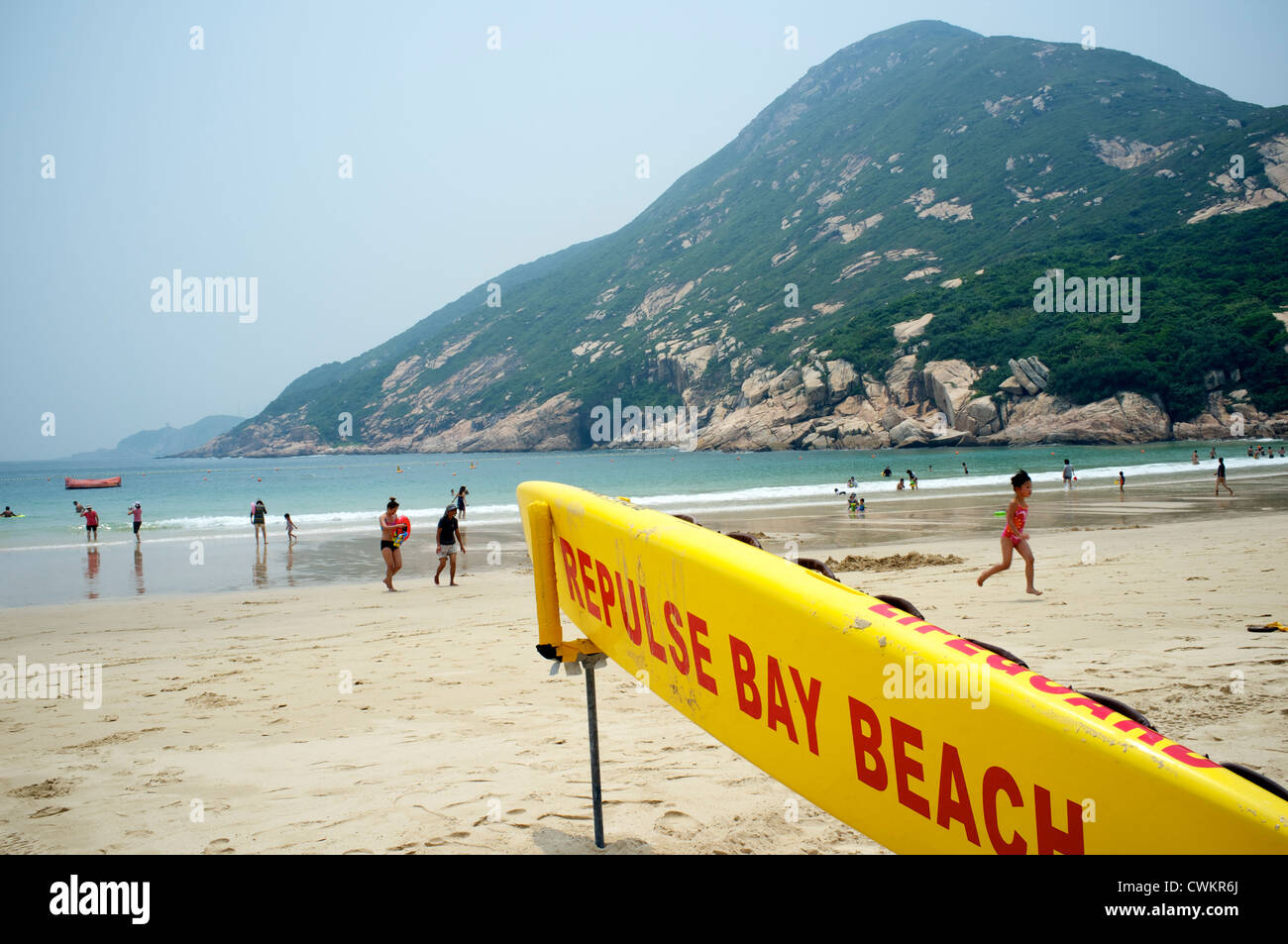 Beach in Shek O , a beachside village located on the south-eastern part ...