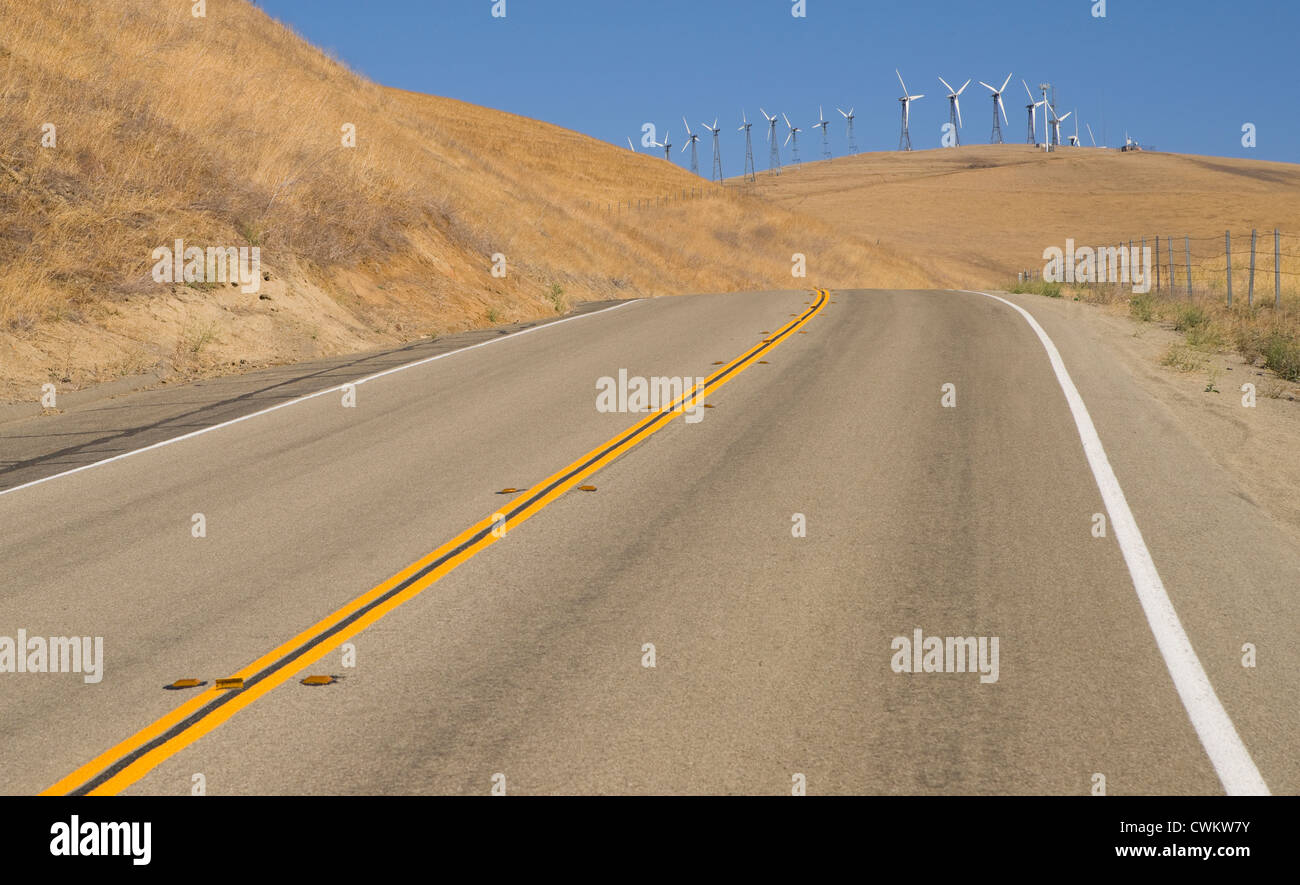 A California side road leads to a sizable wind farm Stock Photo - Alamy