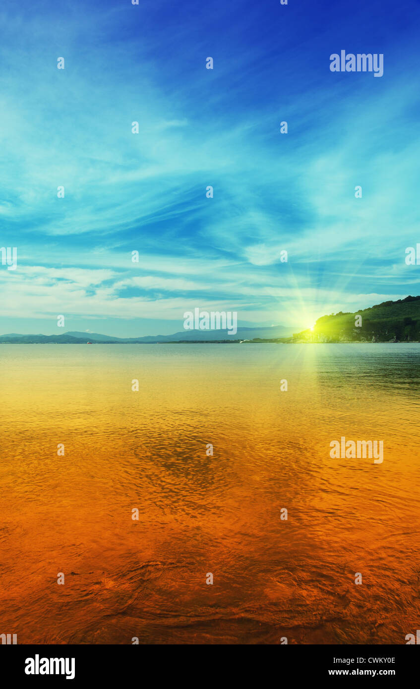 Sunset on the Sea of Japan in summer Stock Photo - Alamy