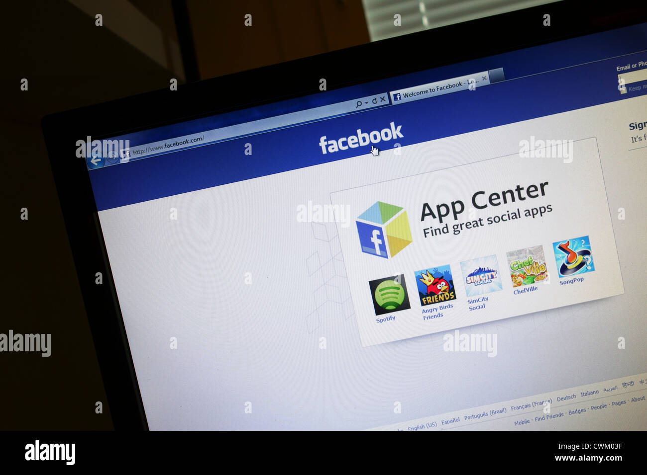 Facebook website displayed on a computer screen Stock Photo - Alamy