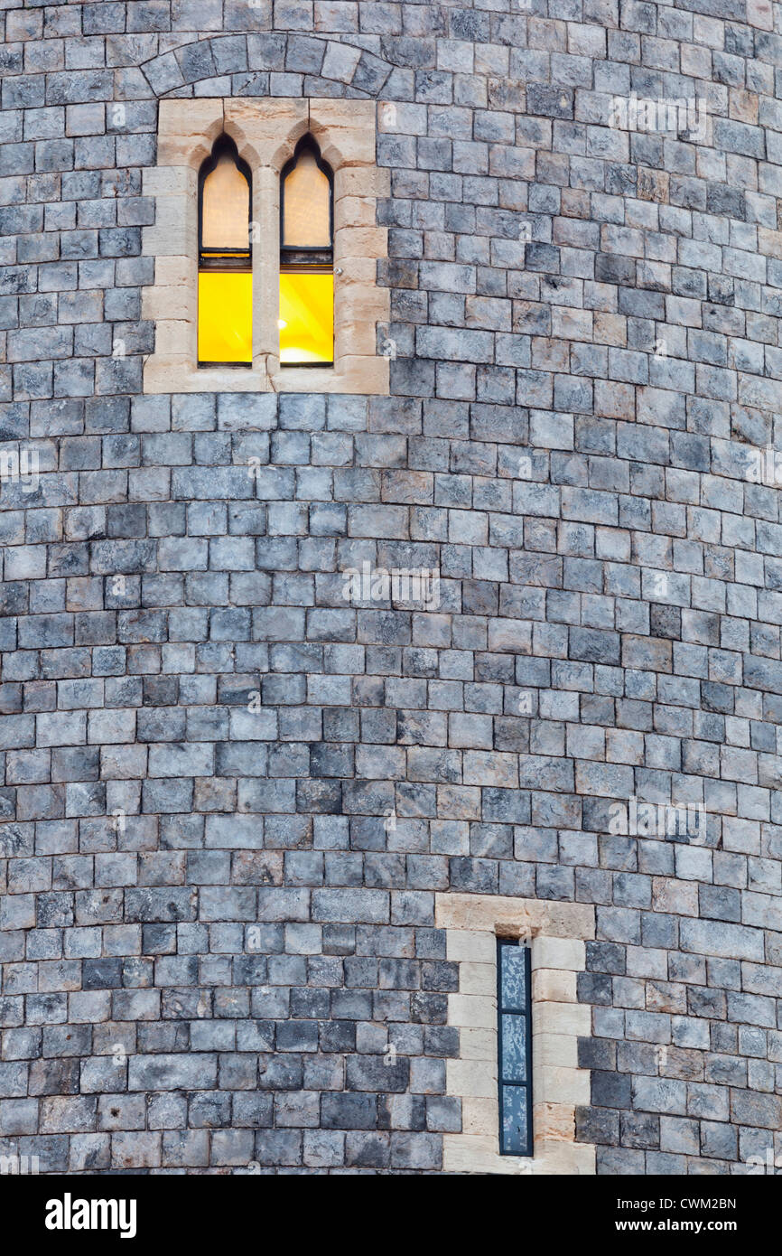 England,Berkshire,Windsor,Windsor Castle,Illuminated Window and Brick ...