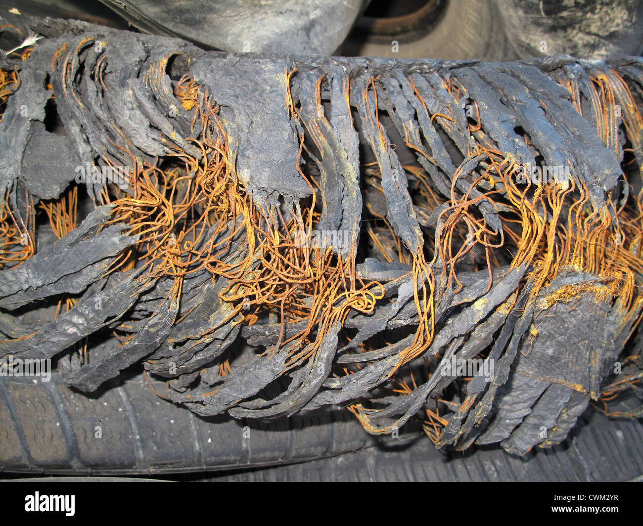 close up of a shredded tire Stock Photo - Alamy