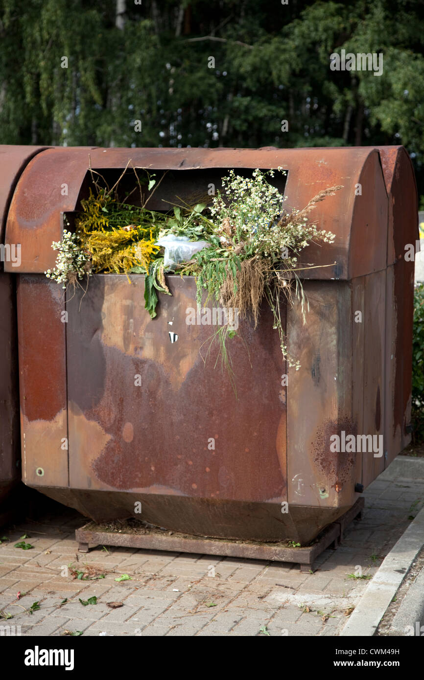 Polish dumpster for recycling cemetery waste. Roman Catholic Church's ...