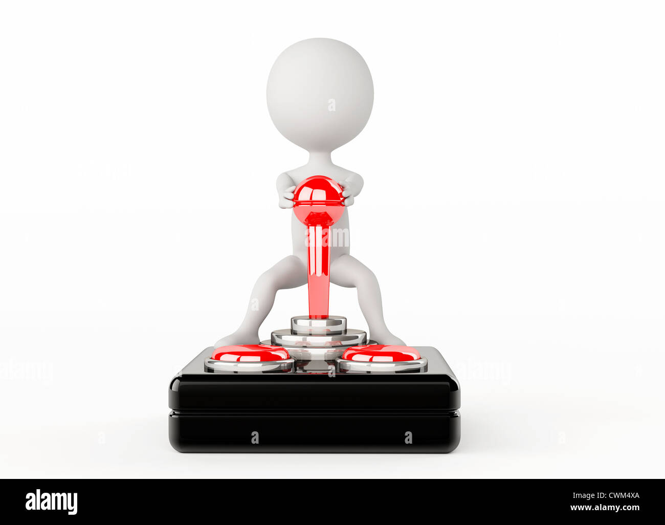 3d humanoid character standing and holding a classic joystick Stock ...