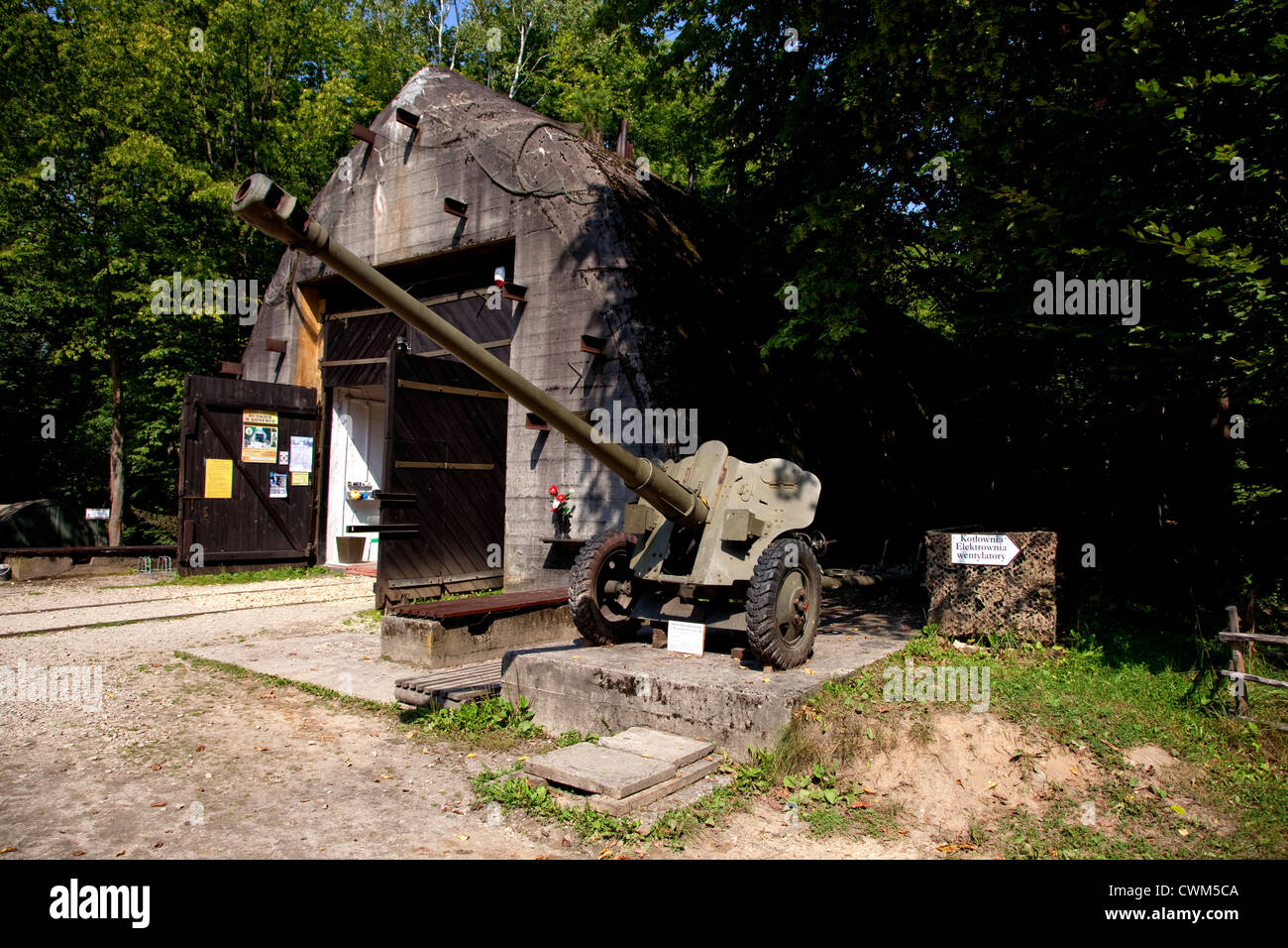 Nazi D-48 anti-tank 85mm caliber cannon stationed at the entrance to ...