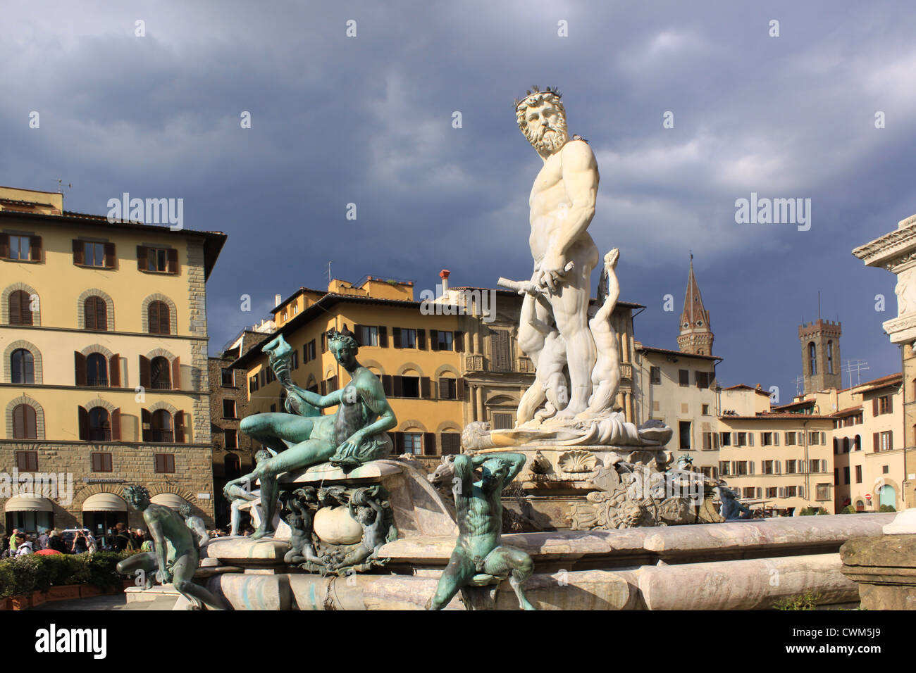 Italy. Florence. Fountain of Neptune in the Piazza della Signoria Stock ...