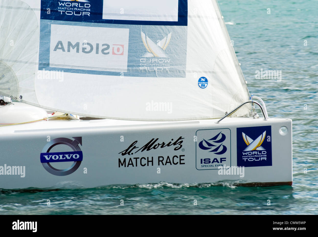 Sailing boats racing during the Match Race, St Moritz, Switzerland ...