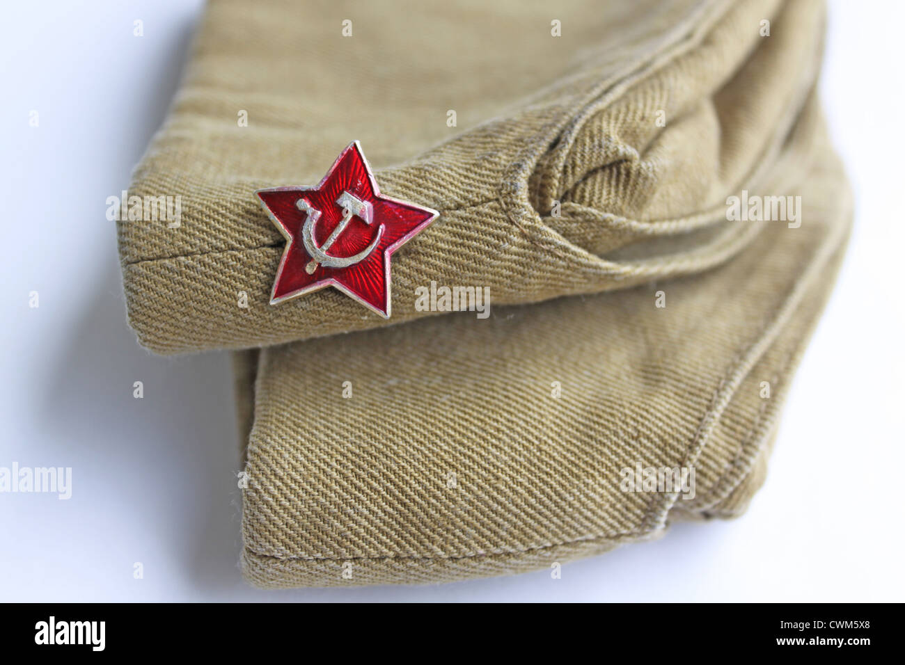 Soldier field cap with a red star Stock Photo - Alamy