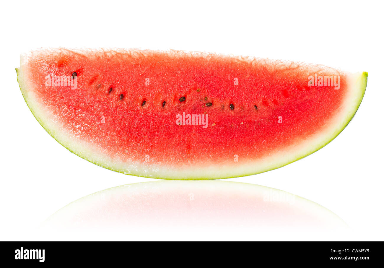Watermelon slice on white background Stock Photo - Alamy