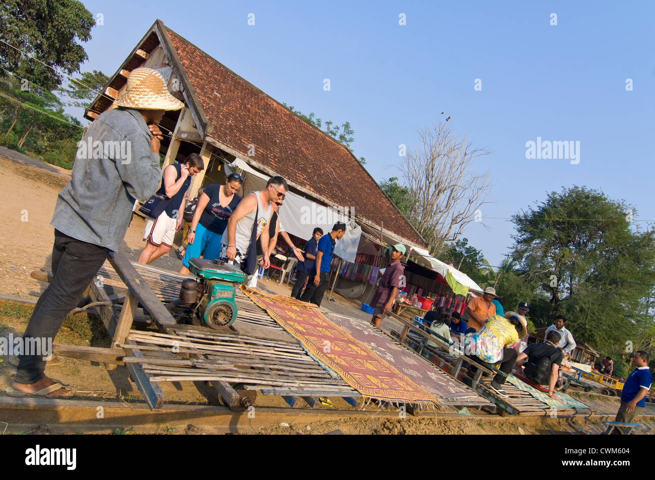 Horizontal view of the famous Bamboo train, or Nori, being assembled ...
