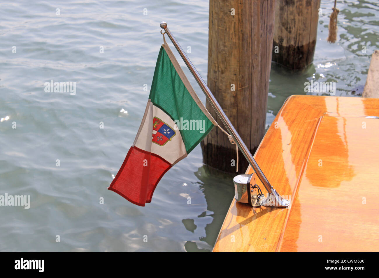 Italy. Venice. Flag of Italy on a boat Stock Photo - Alamy
