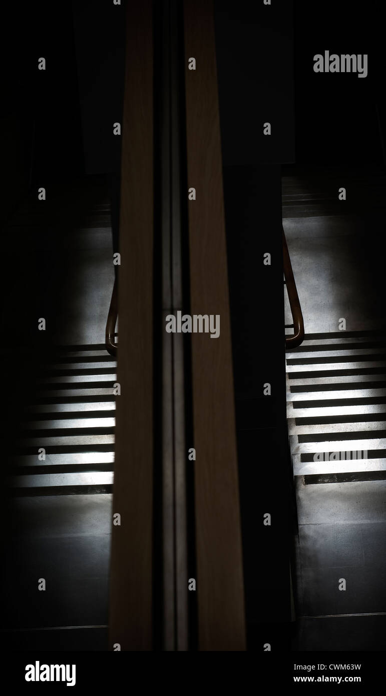 stairwell steps and handrail,abandoned, alone, atmosphere, creepy, dark ...