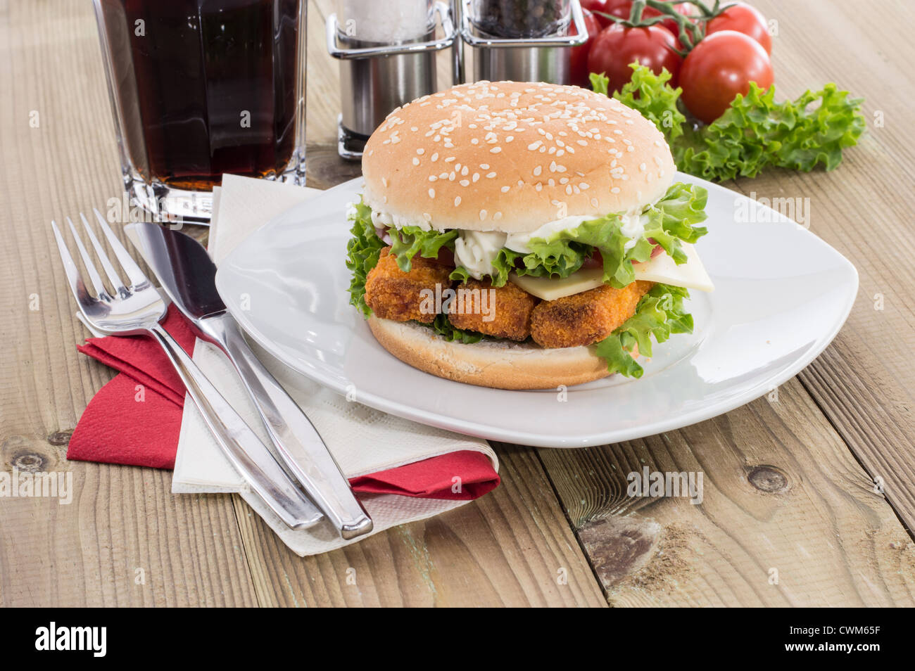 Crispy fish burger hi-res stock photography and images - Alamy