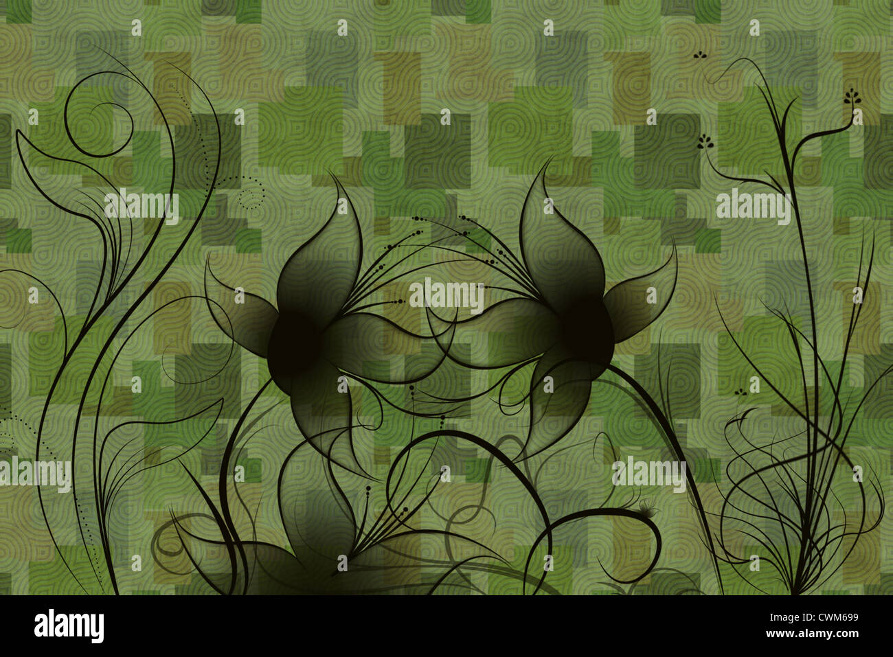 Beautiful illustrated flower design with background pattern Stock Photo ...