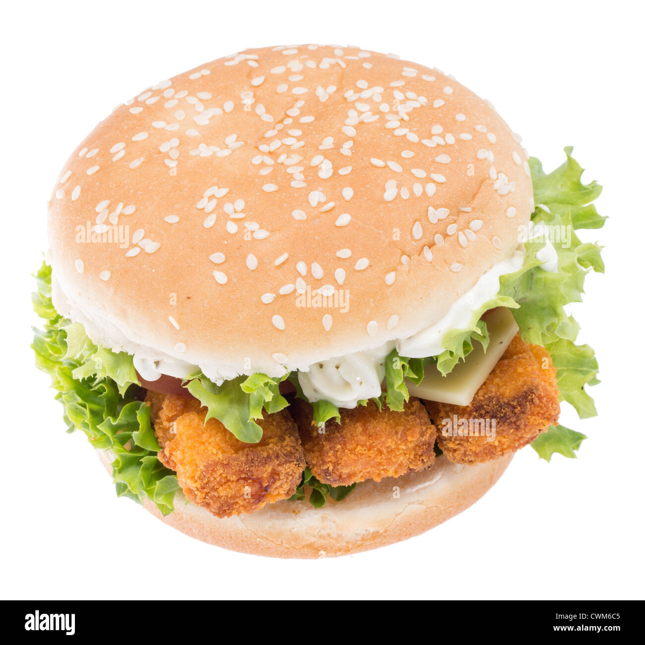Fish Burger isolated on white background Stock Photo - Alamy