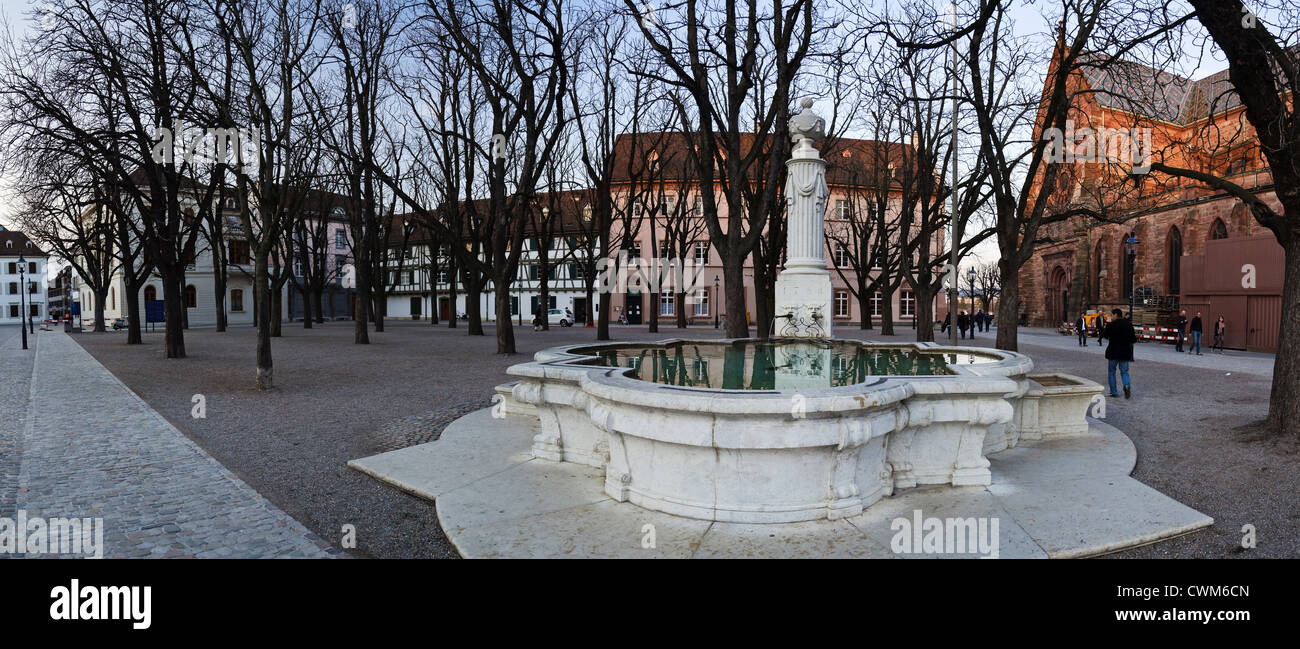 Fountain in Muensterplatz (Munster square) in Basel, Switzerland Stock ...