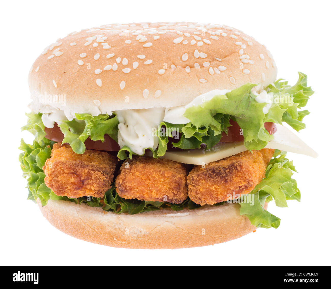 Fish Burger isolated on white background Stock Photo - Alamy