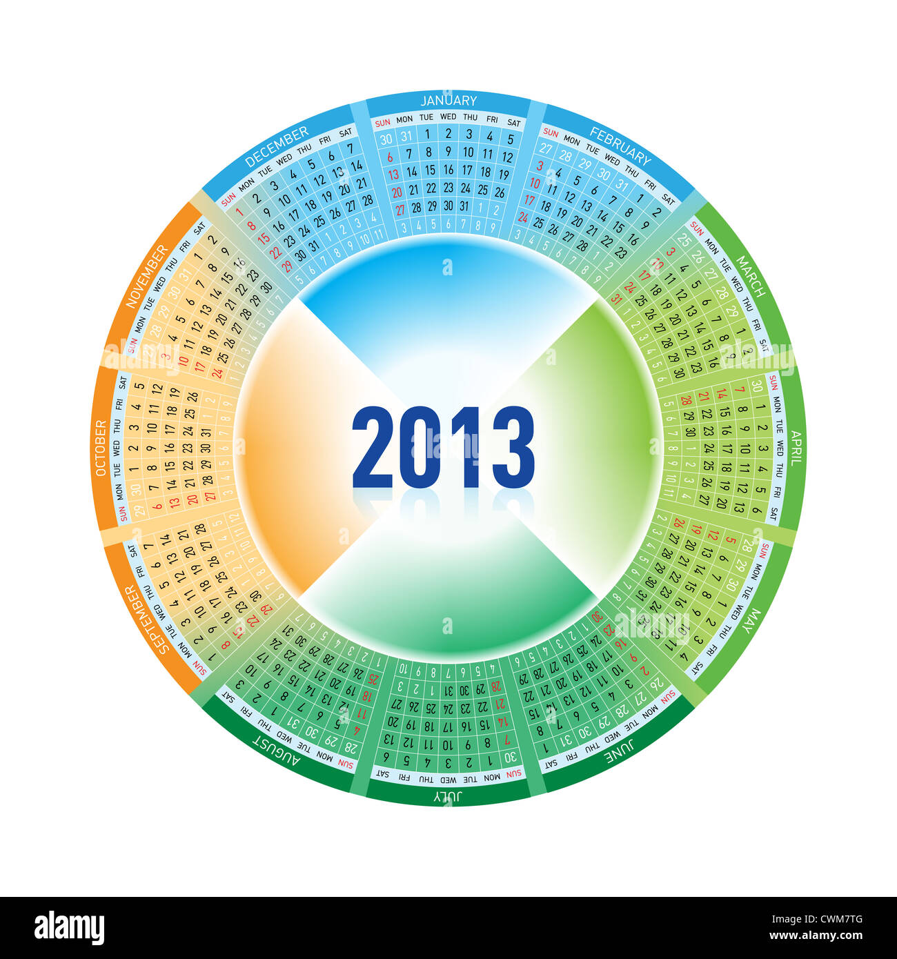 Calendar for Twenty-thirteen. Rotating design on white Stock Photo - Alamy