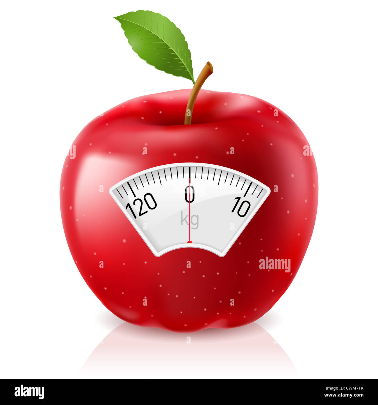 Red Apple With Scale for a Weighing Machine Stock Photo - Alamy