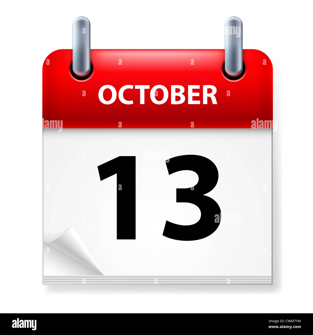 Thirteenth October in Calendar icon on white background Stock Photo - Alamy