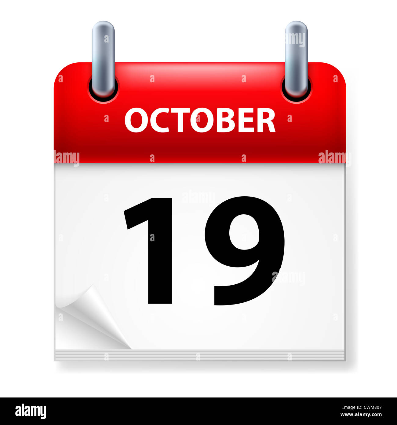 Nineteenth October in Calendar icon on white background Stock Photo - Alamy