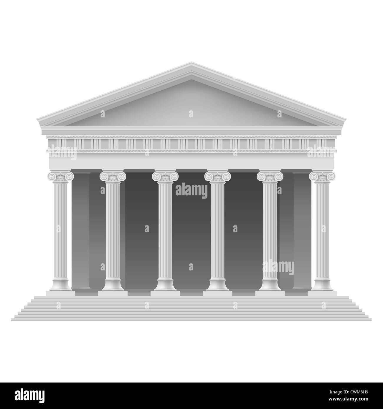 Big Portico an ancient temple. Colonnade. Illustration on white Stock ...
