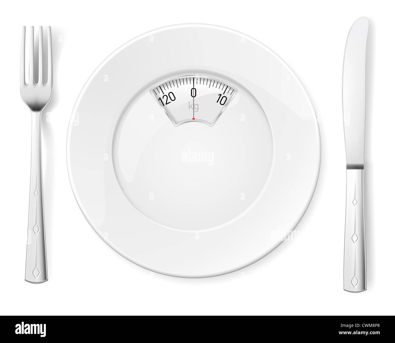 Plate with knife and fork and Scale for a Weighing Machine Stock Photo ...