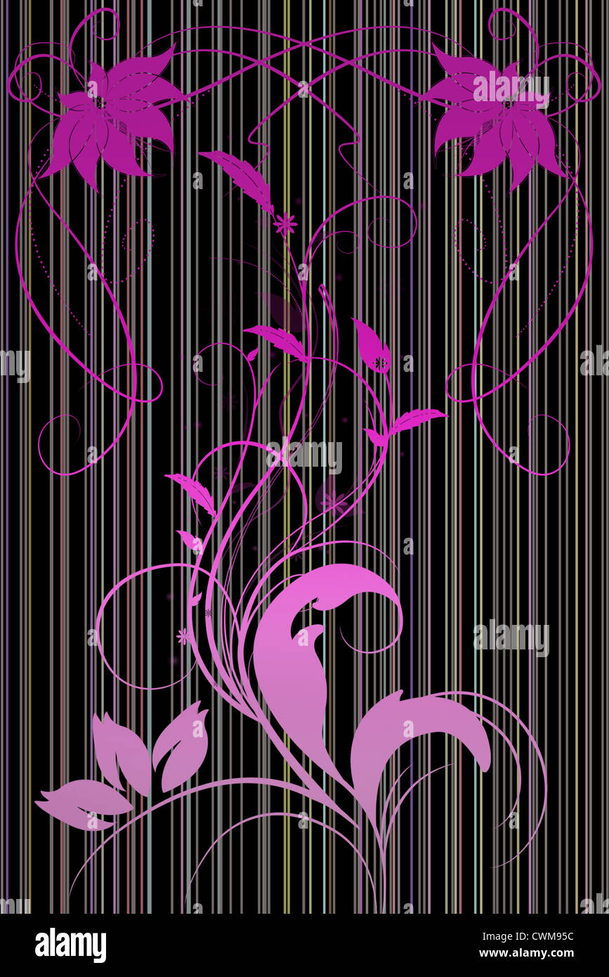 Beautiful illustrated flower design with background pattern Stock Photo ...
