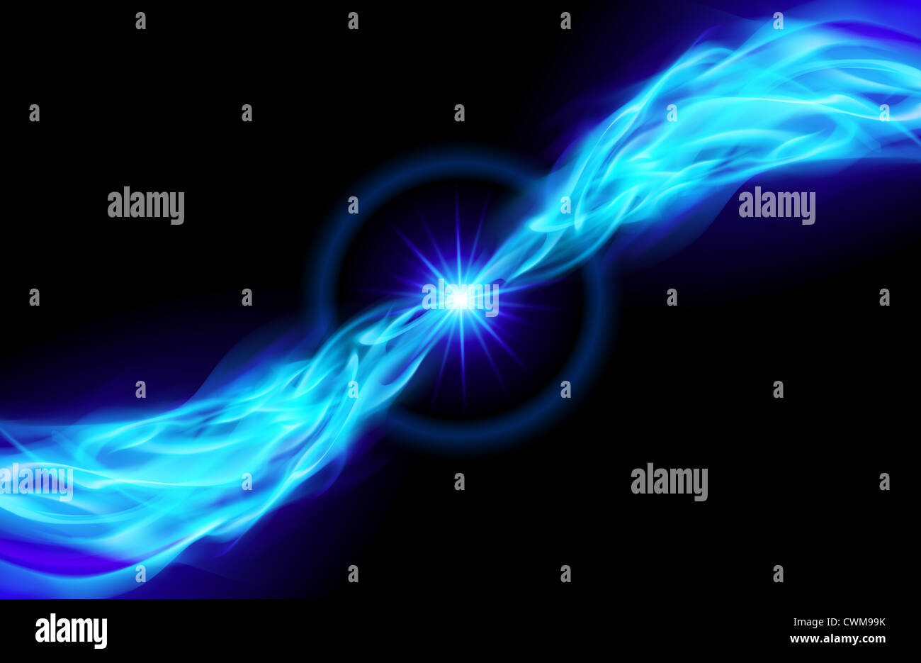 Blue Star with Flame Tail for You design on black Stock Photo - Alamy